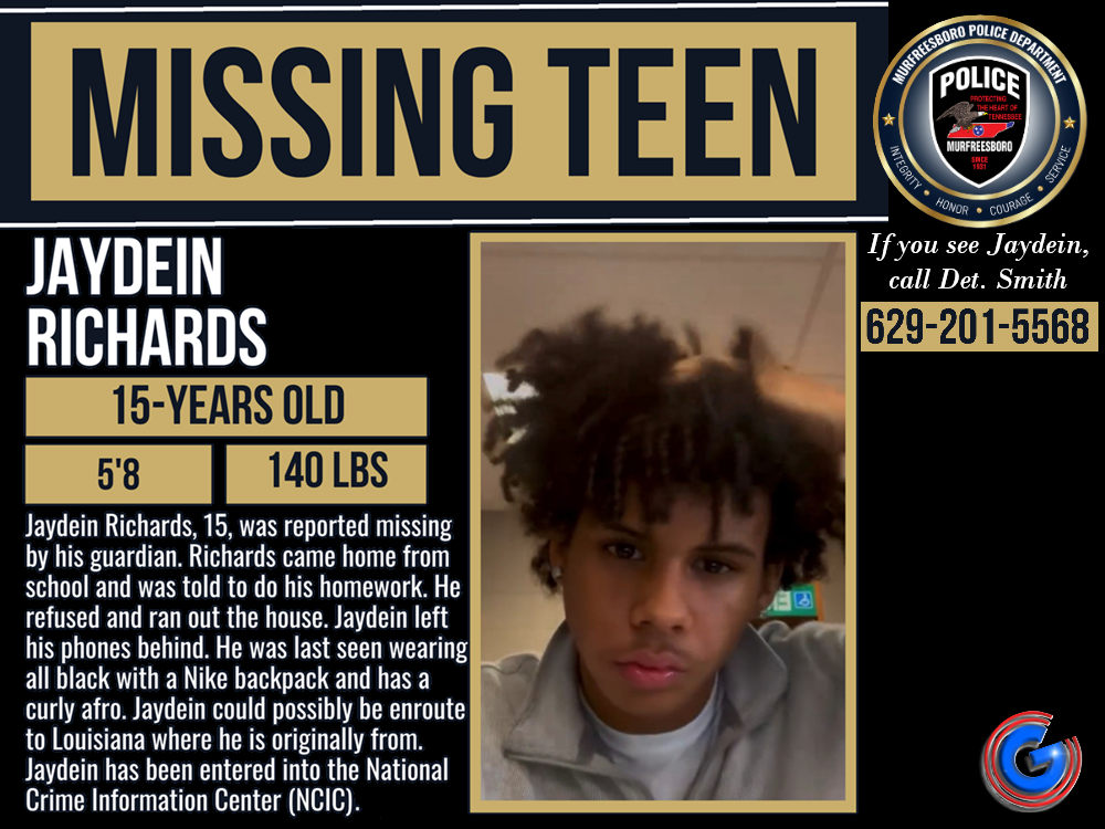 NCIC Alert Issued for 15-Year-Old Jaydein Richards, Detective Smith ...